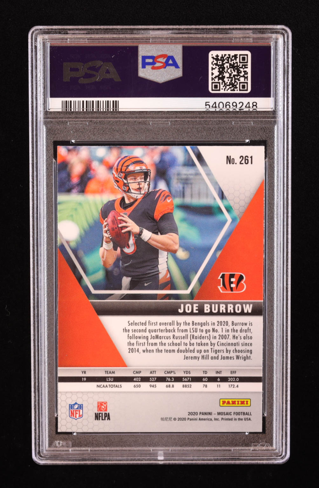 Joe Burrow 2020 Panini Mosaic #261 DEB RC (PSA 10) | Pristine Auction