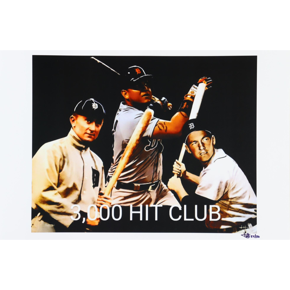 Ty Cobb, Miguel Cabrera & Al Kaline "3,000 Hit Club" Tigers LE 12x18 ...