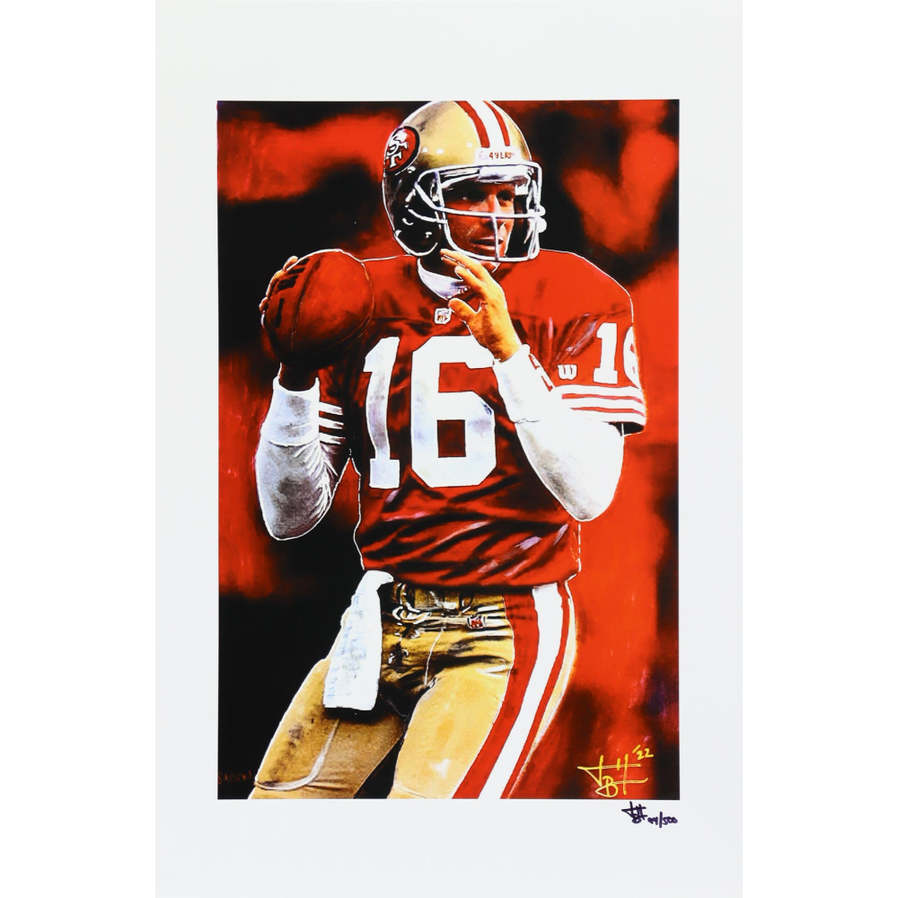"Joe Montana" 49ers LE 12x18 Lithograph by Joshua Barton #/500 (PA ...