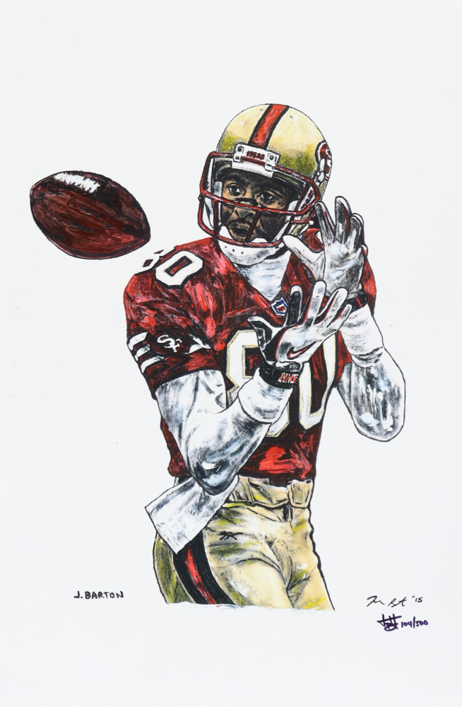 "Jerry Rice" 49ers LE 12x18 Lithograph by Joshua Barton #/500 (PA ...