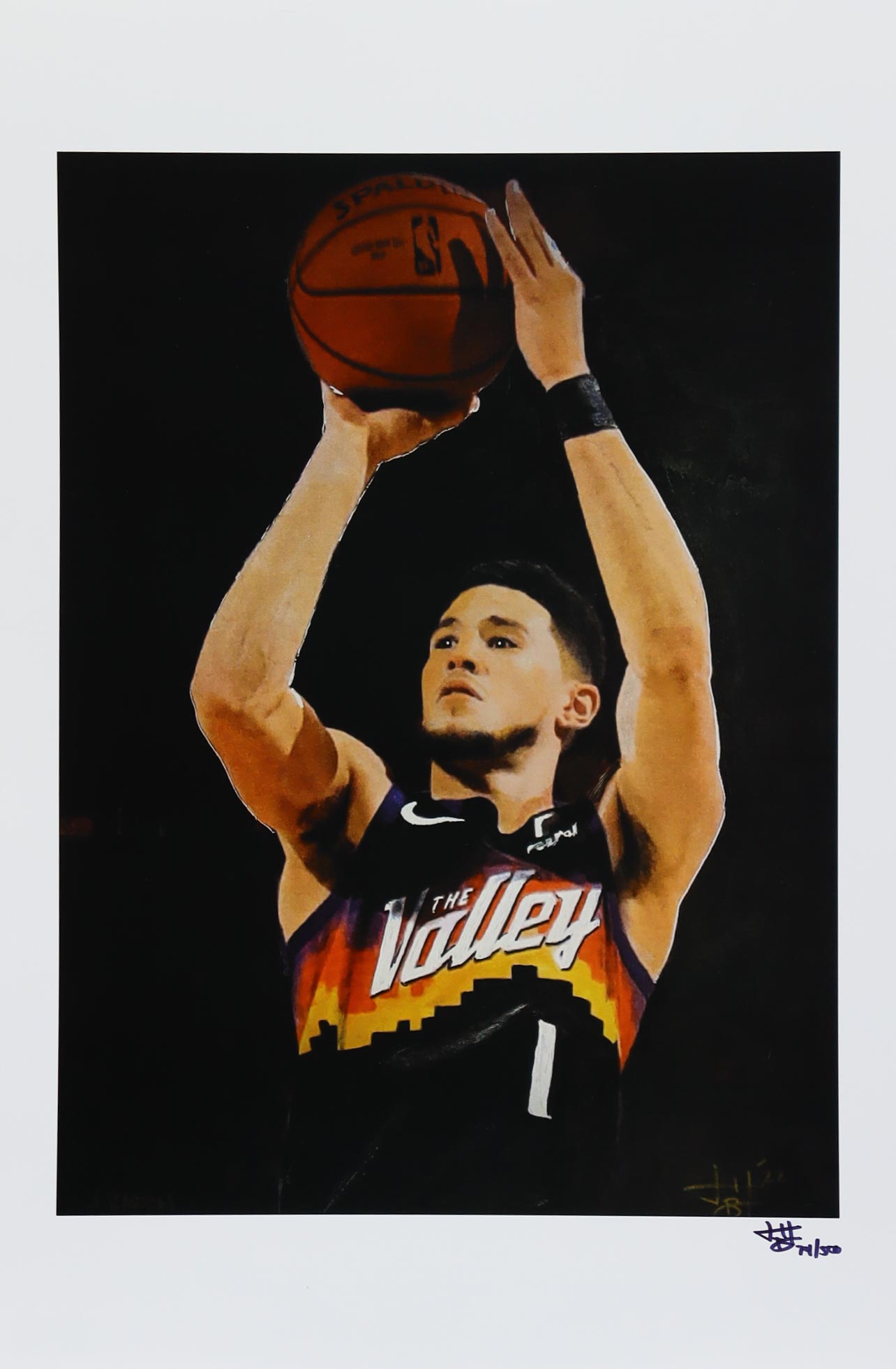"Devin Booker" Suns LE 12x18 Lithograph by Joshua Barton #/500 (PA ...