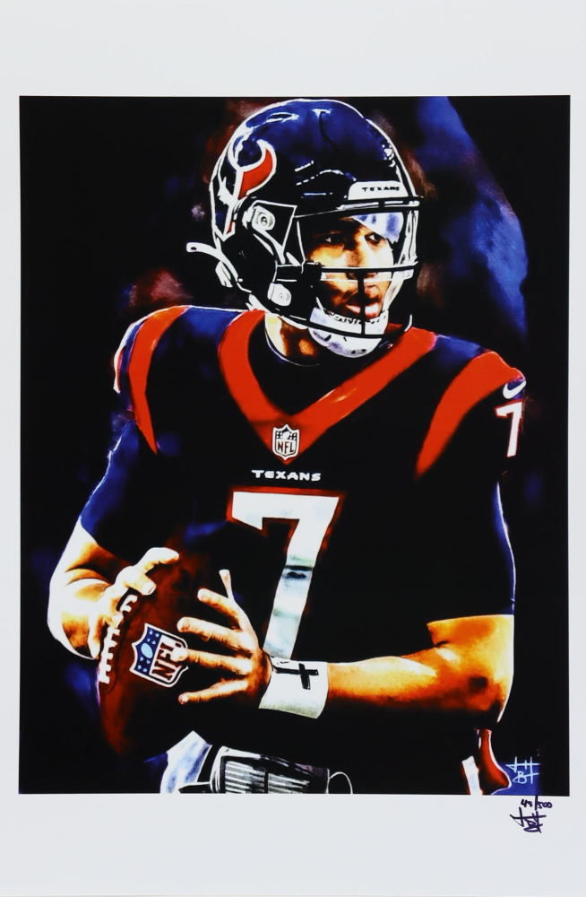 "C. J. Stroud" Texans LE 12x18 Lithograph by Joshua Barton #/500 (PA ...