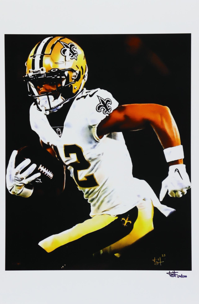 "Chris Olave" Saints LE 12x18 Lithograph by Joshua Barton #/500 (PA ...