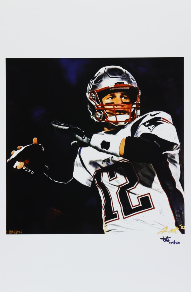 "Tom Brady" Patriots LE 12x18 Lithograph by Joshua Barton #/500 (PA ...