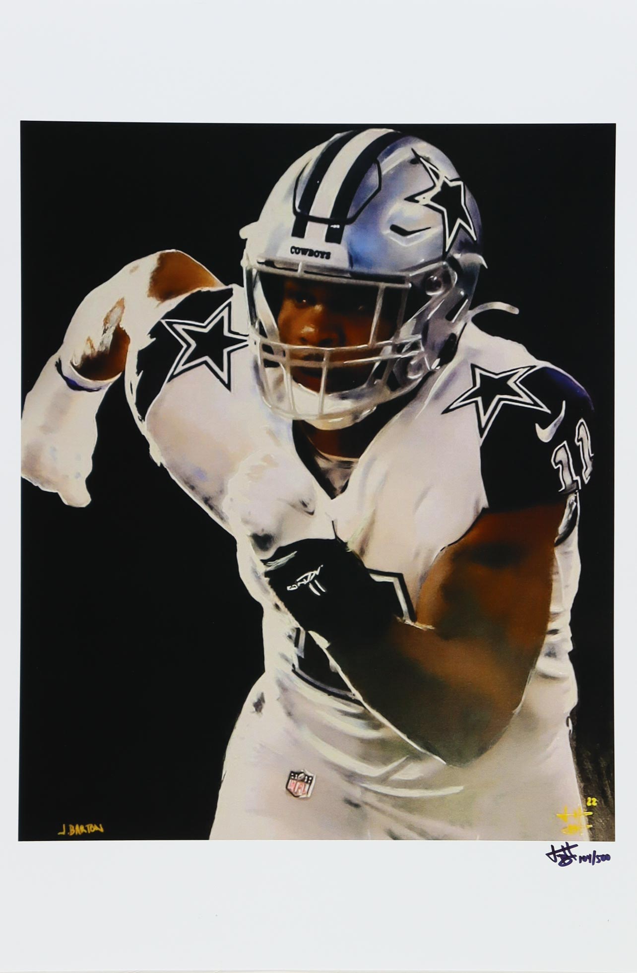 "Micah Parsons" Cowboys LE 12x18 Lithograph by Joshua Barton #/500 (PA ...