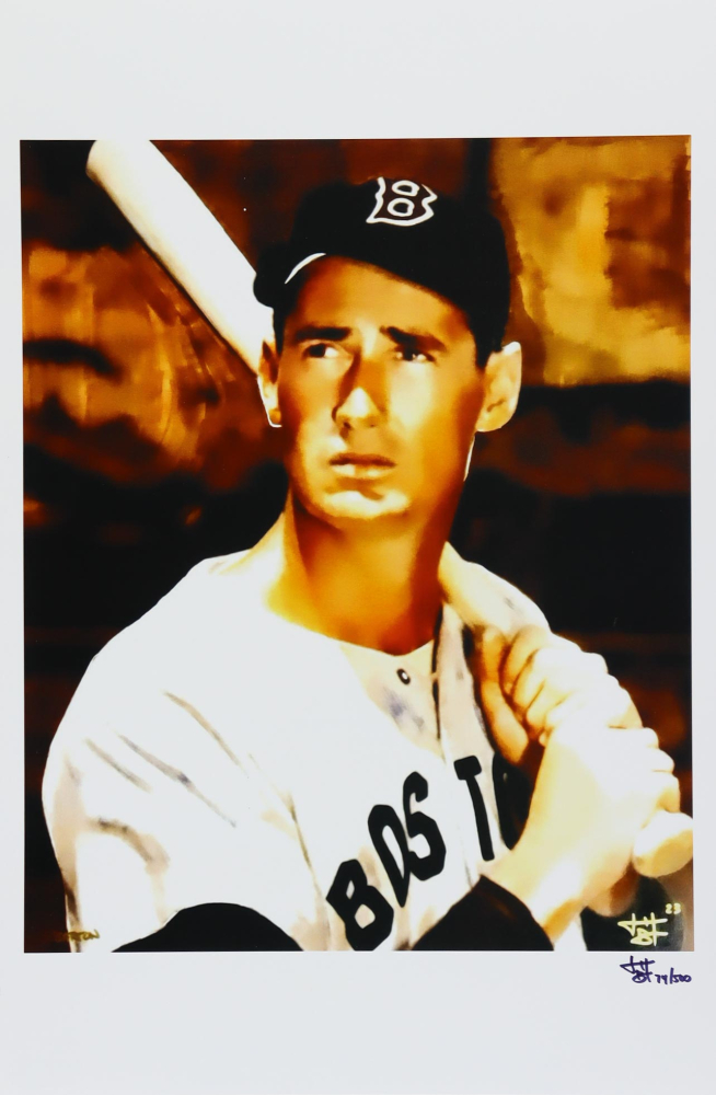 "Ted Williams" Red Sox LE 12x18 Lithograph by Joshua Barton #/500 (PA ...