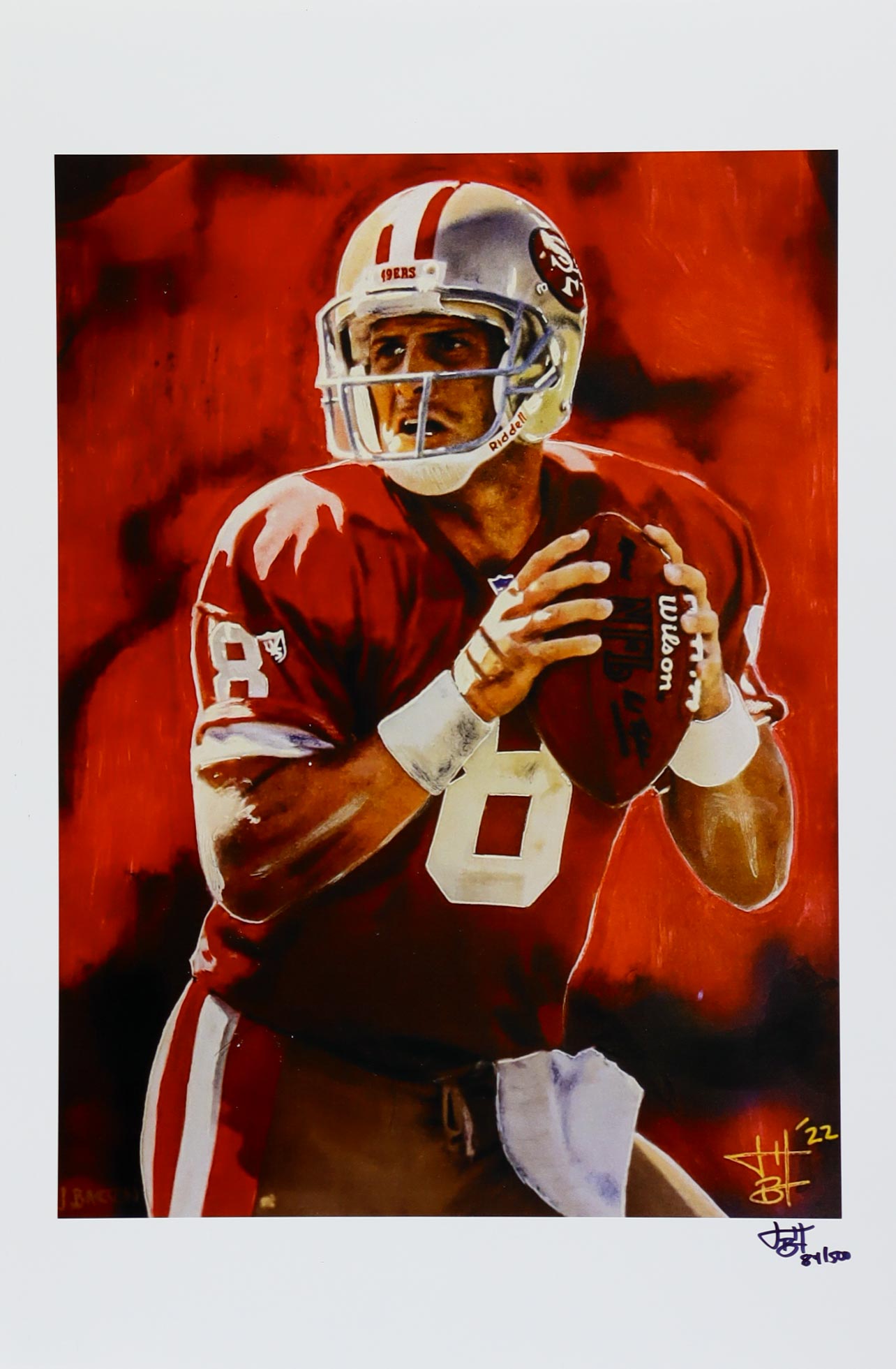 "Steve Young" 49ers LE 12x18 Lithograph by Joshua Barton #/500 (PA ...