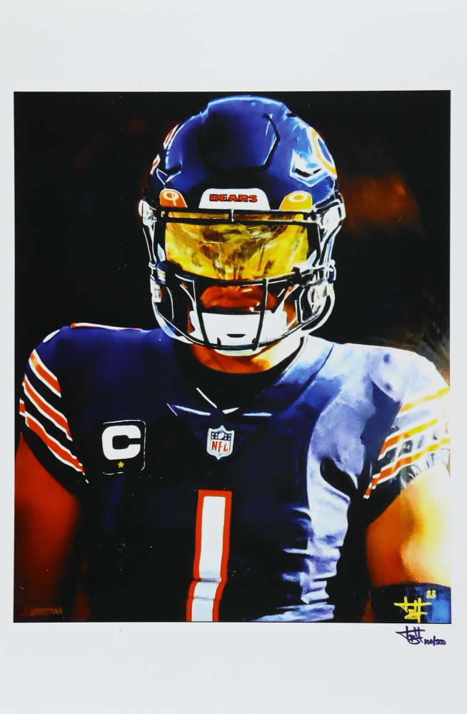 "Justin Fields" Bears LE 12x18 Lithograph by Joshua Barton #/500 (PA ...