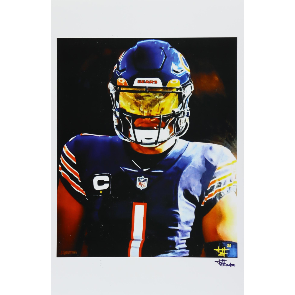 "Justin Fields" Bears LE 12x18 Lithograph by Joshua Barton #/500 (PA ...