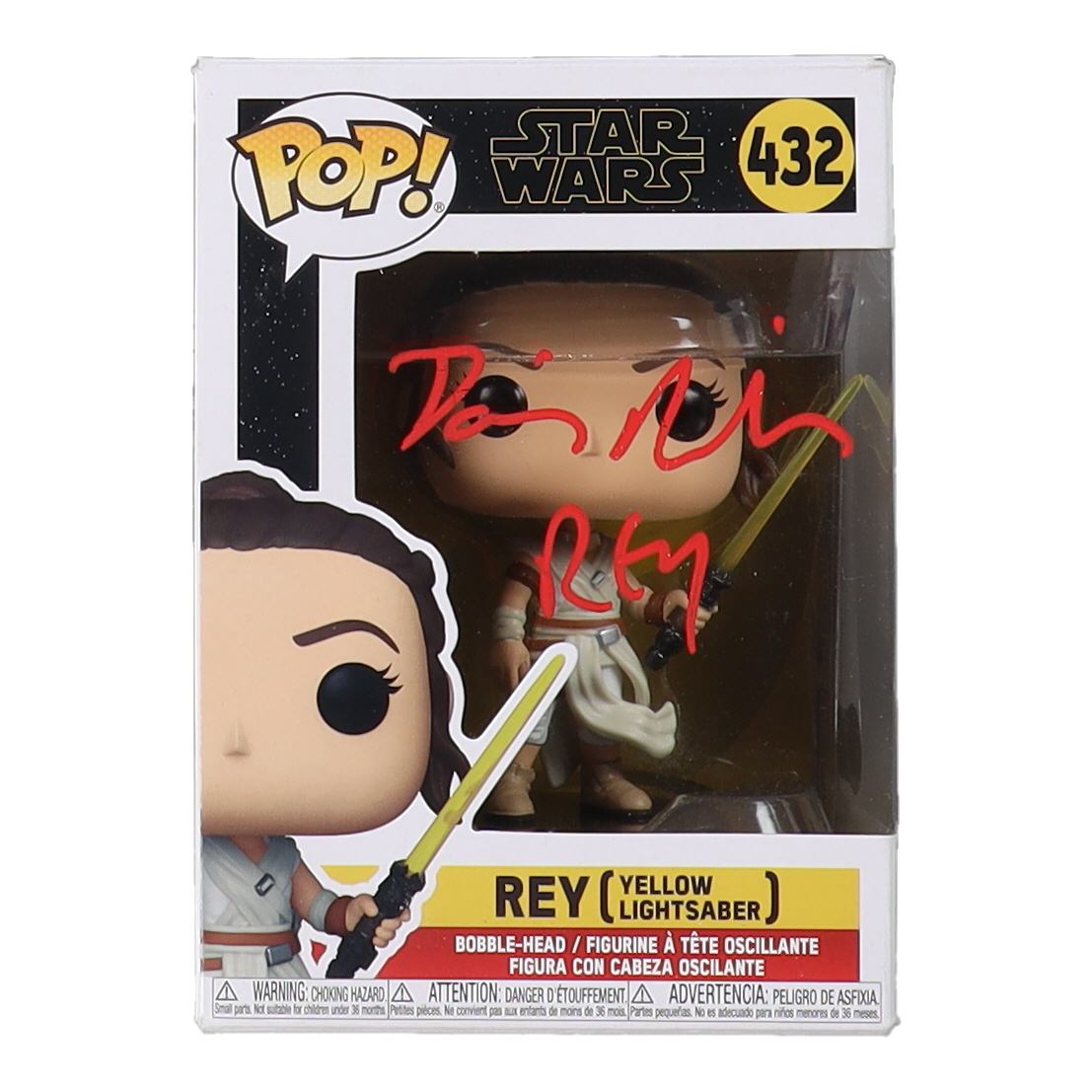 Daisy Ridley Signed "Star Wars" #432 Rey (Yellow Lightsabers) Bobble ...