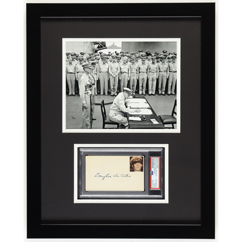Douglas MacArthur Signed Custom Framed Cut Display (PSA) | Pristine Auction