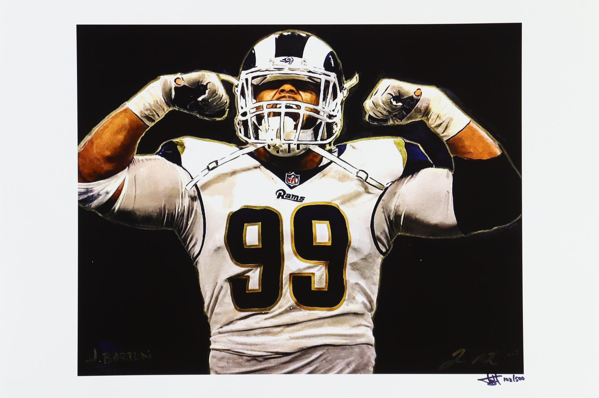 "Aaron Donald" Rams LE 12x18 Lithograph by Joshua Barton #/500 (PA ...