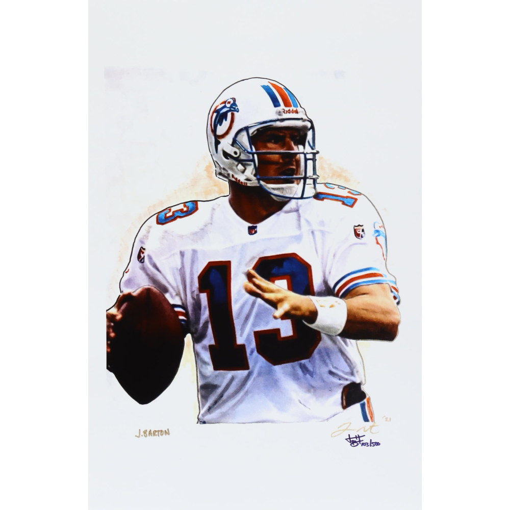 "Dan Marino" Dolphins LE 12x18 Lithograph by Joshua Barton #/500 (PA ...