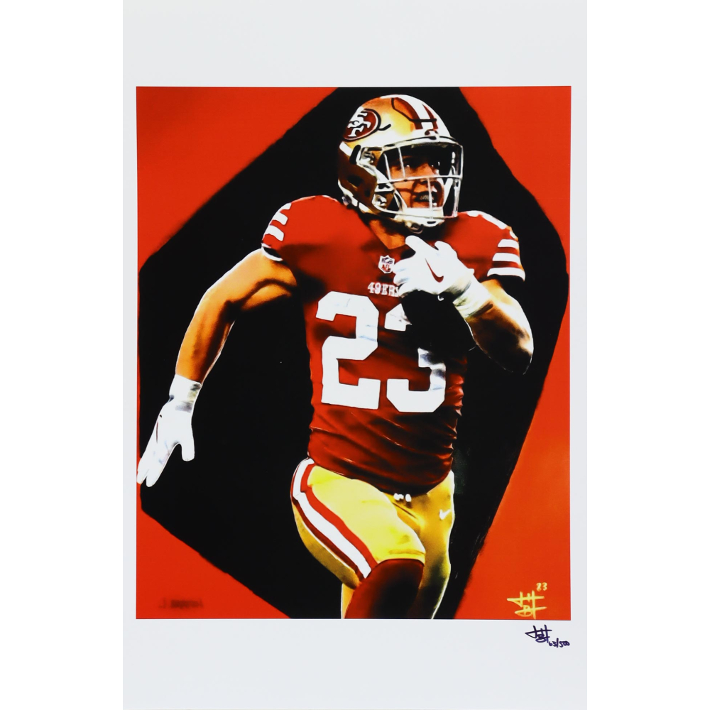 "Christian McCaffrey" 49ers LE 12x18 Lithograph by Joshua Barton #/500 ...
