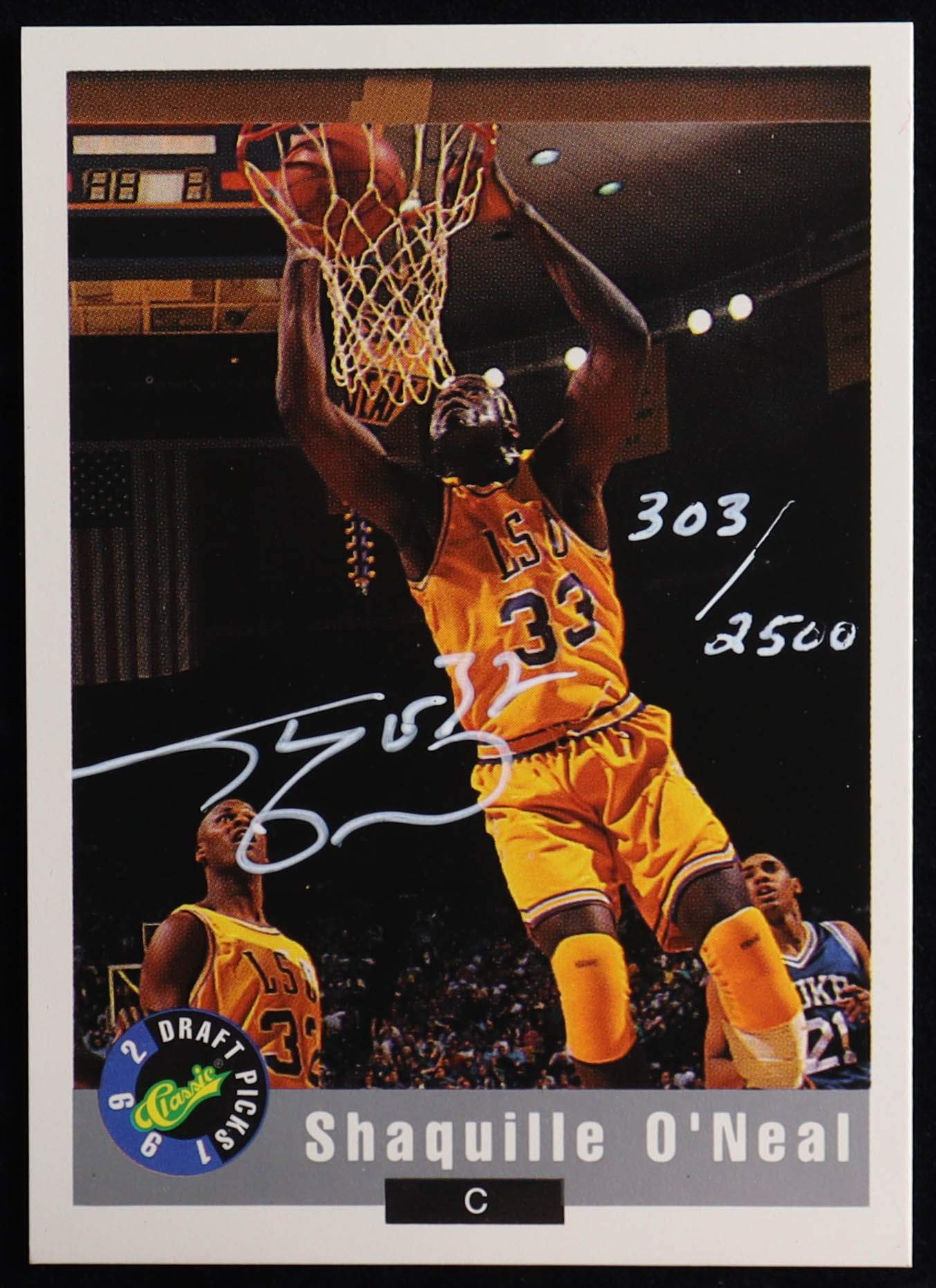 Shaquille O'Neal Signed 1992 Classic Previews #1 RC #303/2500 (Beckett ...