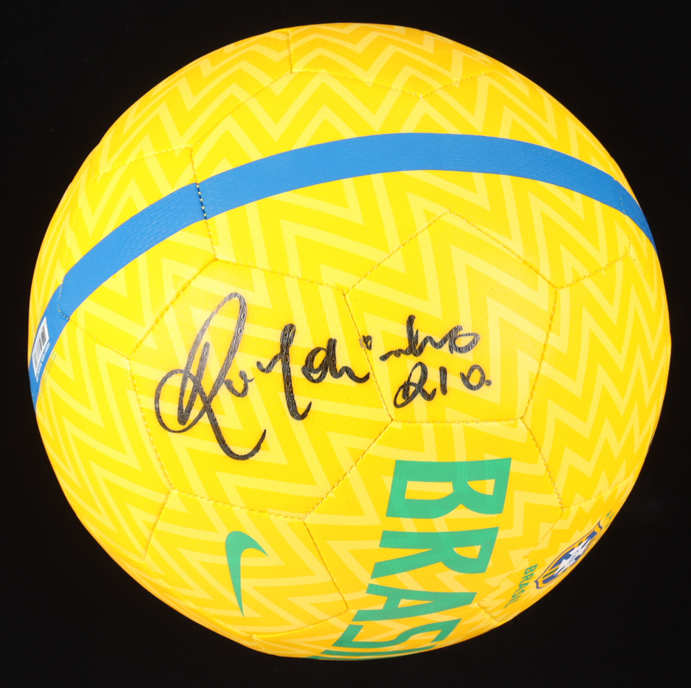 Ronaldo & Ronaldinho Signed Brazil Logo Soccer Ball Inscribed "Rio ...