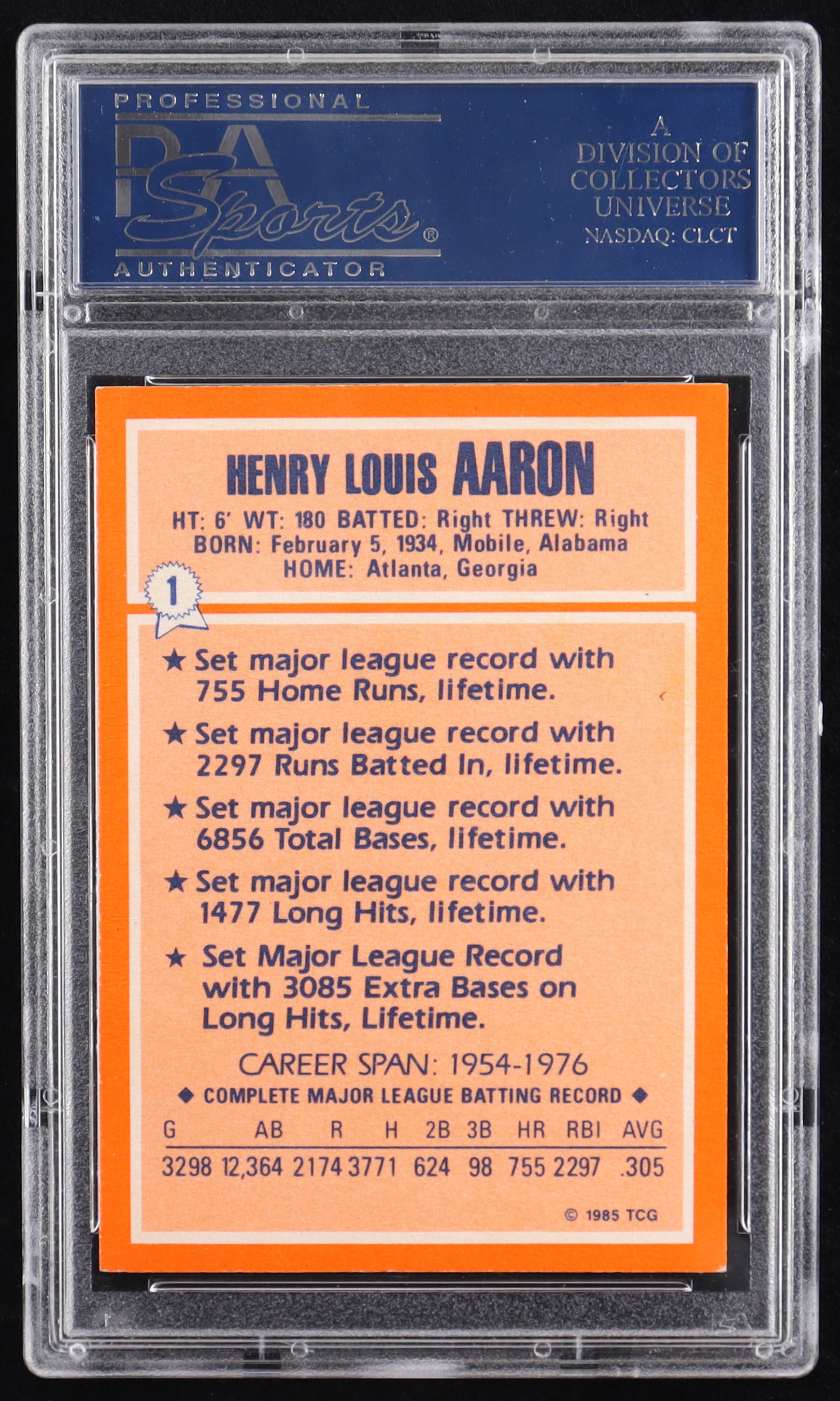 Hank Aaron Signed 1985 Woolworth's Topps #1 (PSA) | Pristine Auction