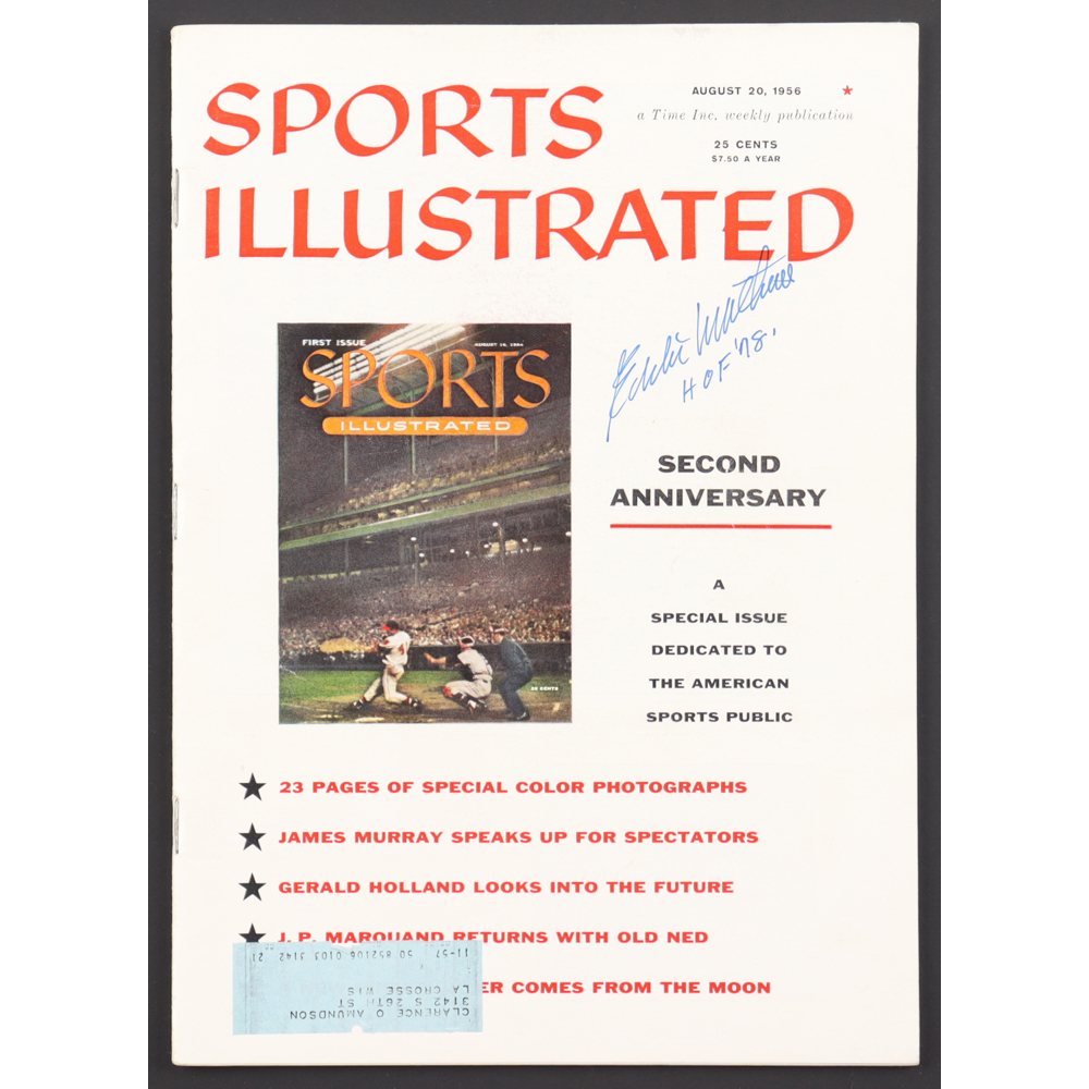 Eddie Matthews Signed 1956 "Sports Illustrated" Magazine Inscribed "HOF ...