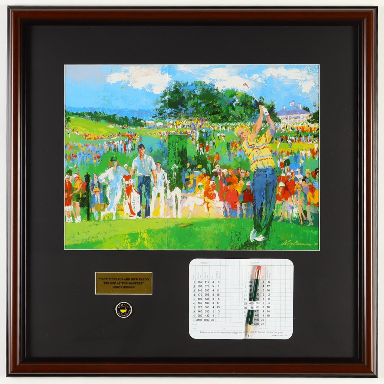 "Jack Nicklaus & Nick Faldo Tee Off At The Masters" Custom Framed Leroy ...
