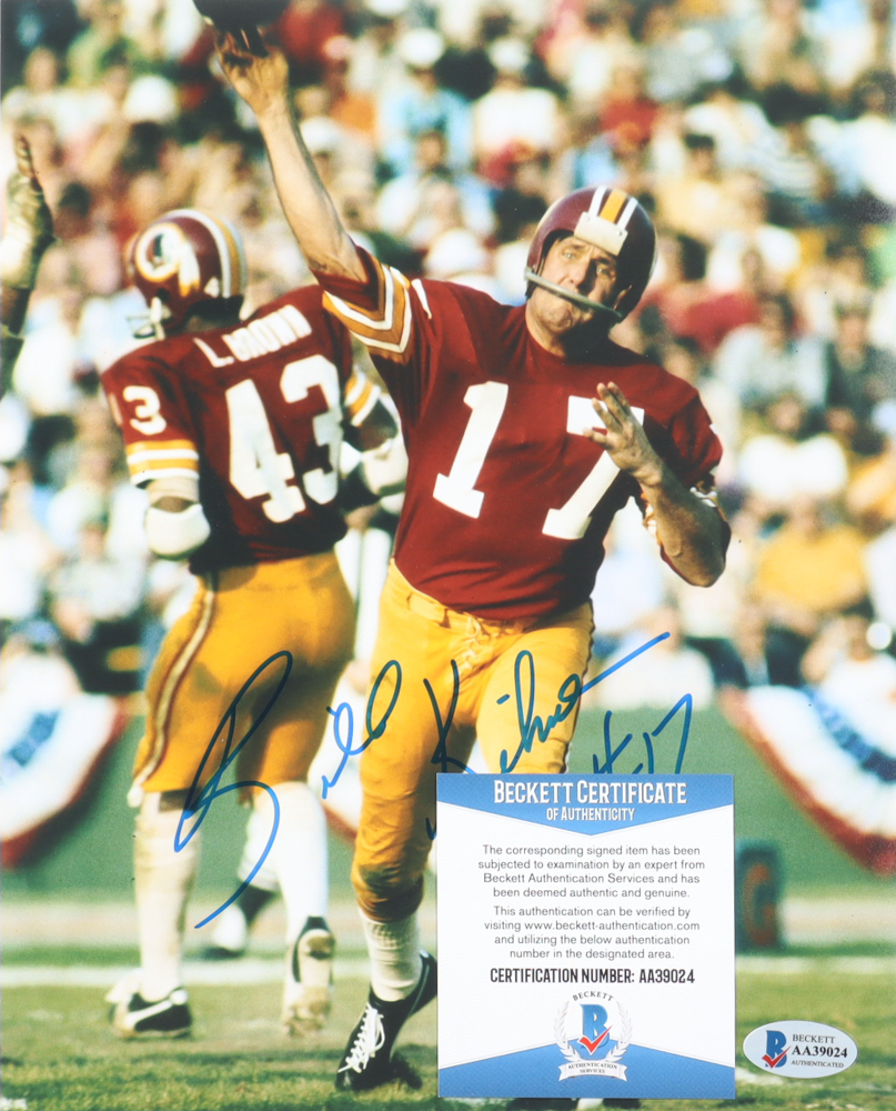 Billy Kilmer Signed Redskins 8x10 Photo (Beckett) | Pristine Auction