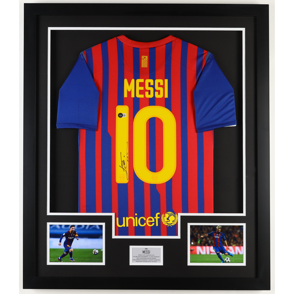 Lionel Messi Signed Custom Framed Jersey Display (Beckett) | Pristine ...