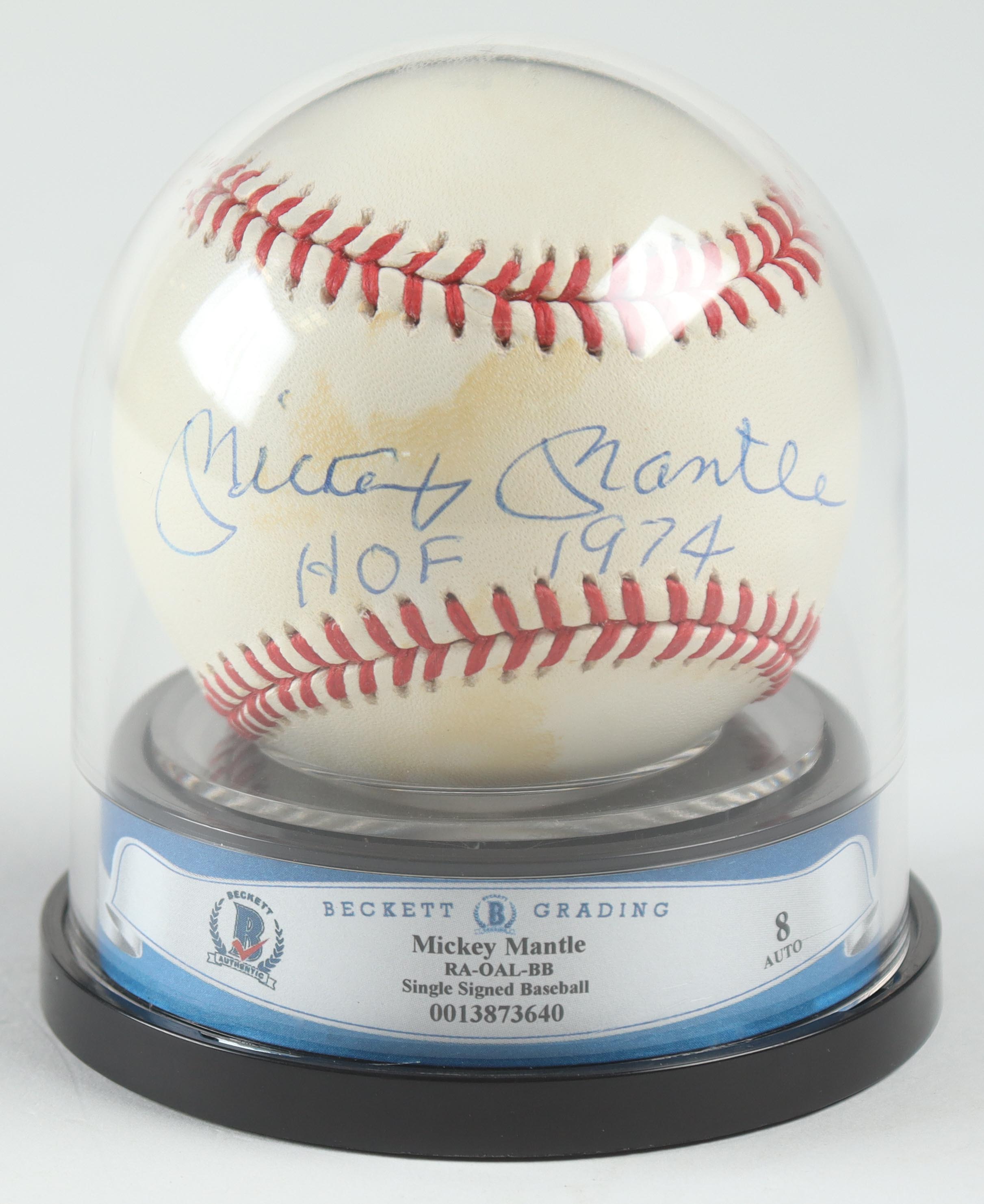 Mickey Mantle Signed OAL Baseball Inscribed "HOF 1974" (JSA & BGS ...