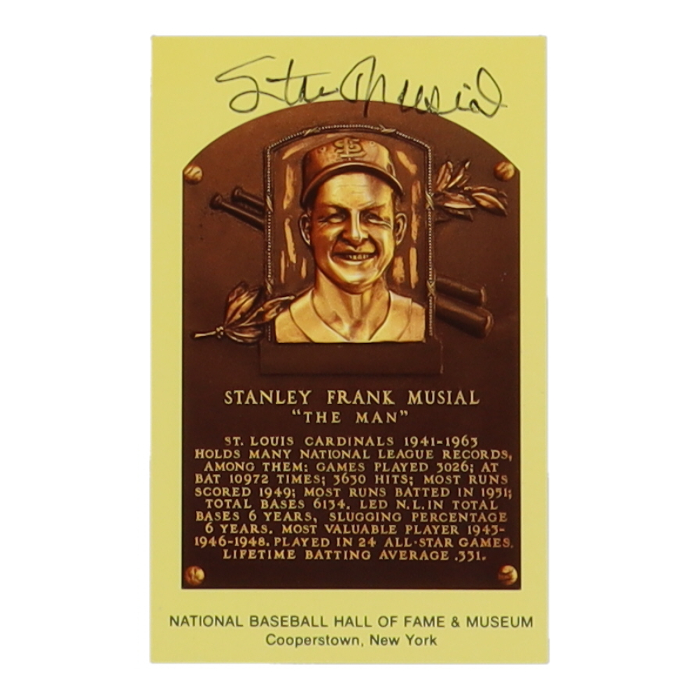Stan Musial Signed Hall of Fame Plaque Postcard (JSA) | Pristine Auction