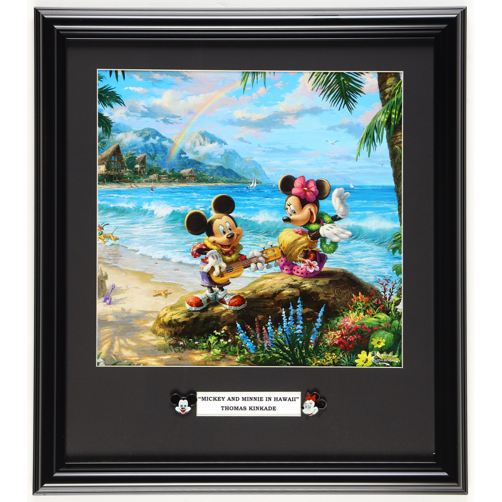 Thomas Kinkade "Mickey and Minnie in Hawaii" Custom Framed Print ...