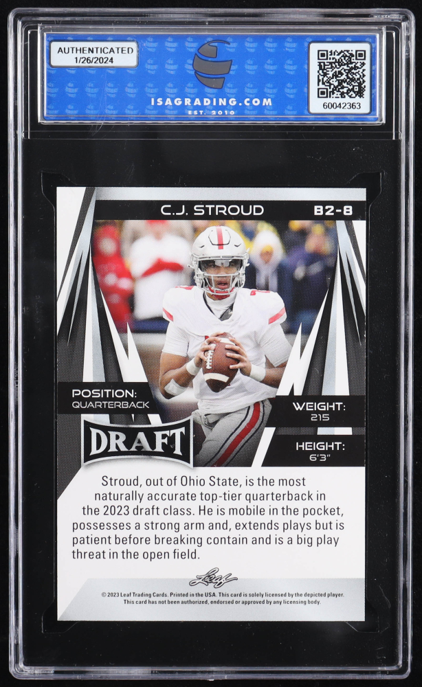 CJ Stroud 2023 Leaf Draft Base Version 2 #B28 RC (ISA 10) | Pristine ...