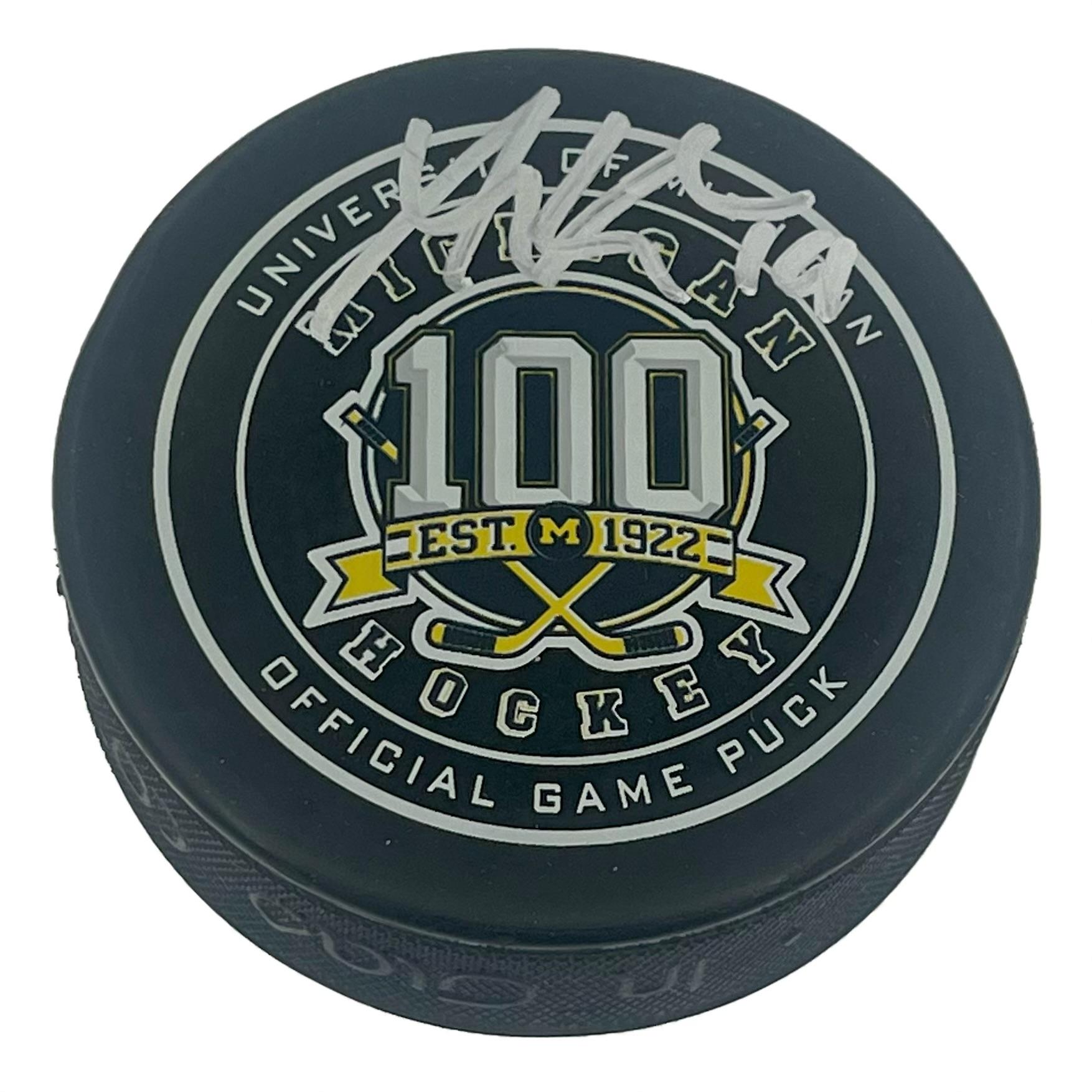 Adam Fantilli Signed Michigan Wolverines 100th Anniversary Logo Hockey ...