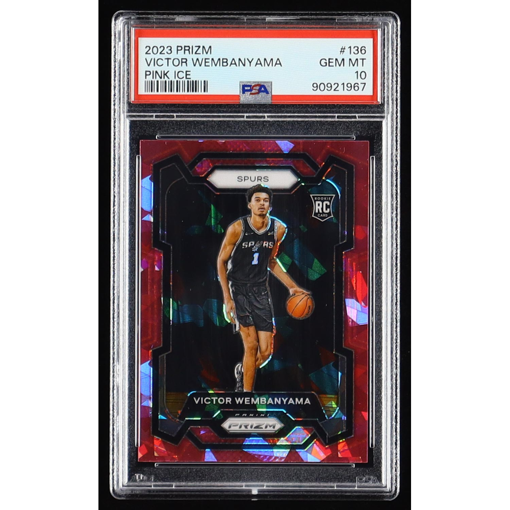 Victor Wembanyama 2023-24 Panini Prizm Prizms Pink Ice #136 RC (PSA 10) | Pristine Auction