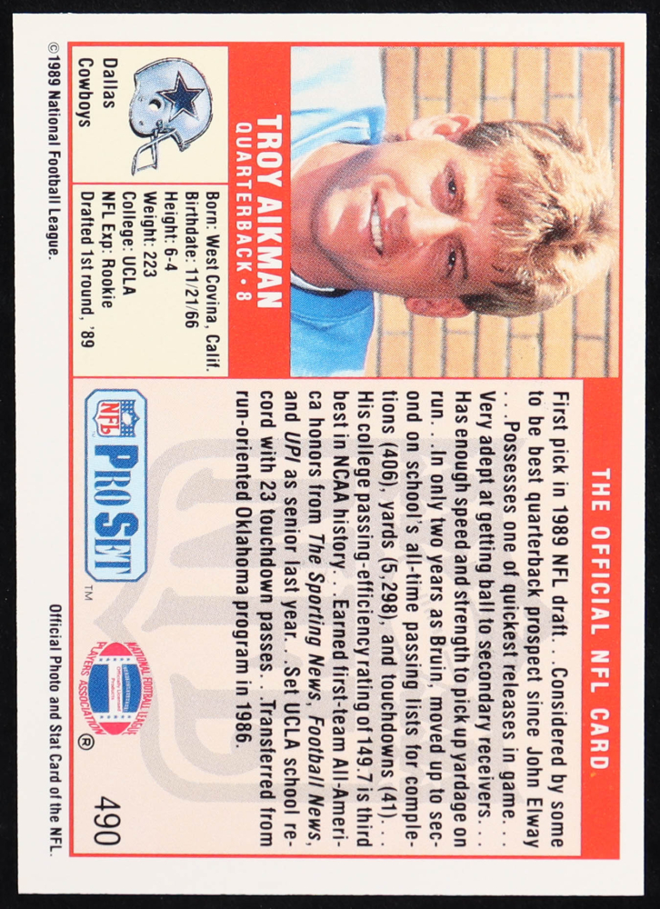 Troy Aikman 1989 Pro Set #490 RC | Pristine Auction