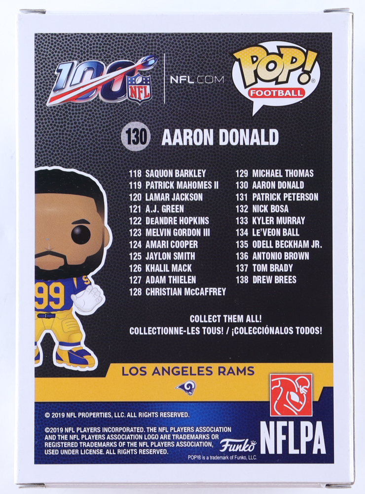 Aaron Donald Signed Rams #130 Funko Pop! Vinyl Figure (Beckett ...