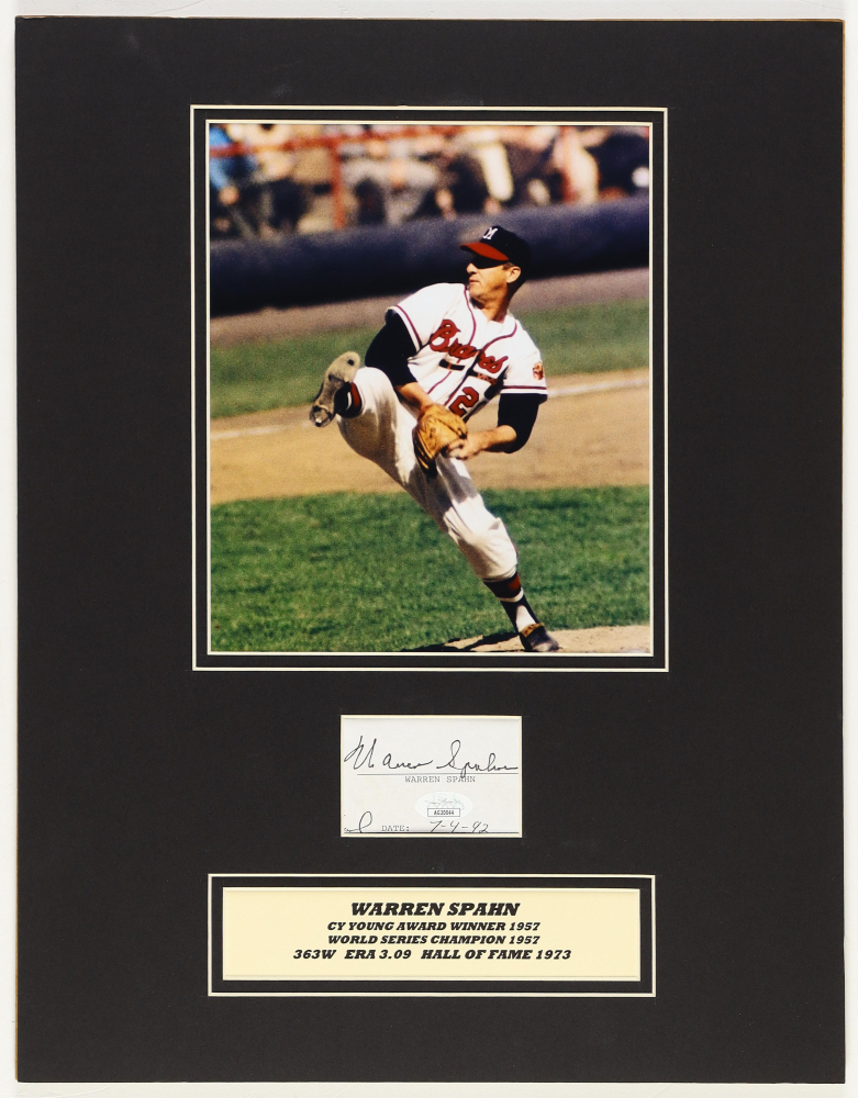 Warren Spahn Signed Braves 14x18 Custom Matted Cut Display (JSA ...