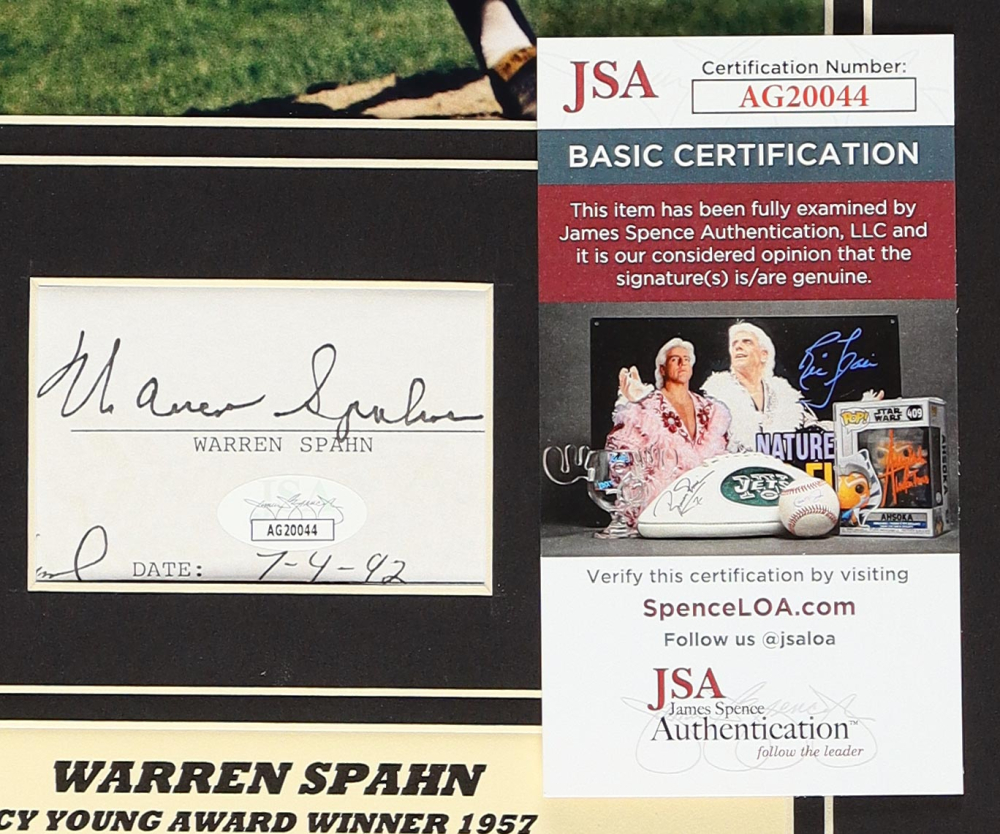 Warren Spahn Signed Braves 14x18 Custom Matted Cut Display (JSA ...