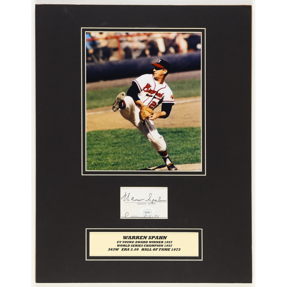 Warren Spahn Signed Braves 14x18 Custom Matted Cut Display (JSA ...