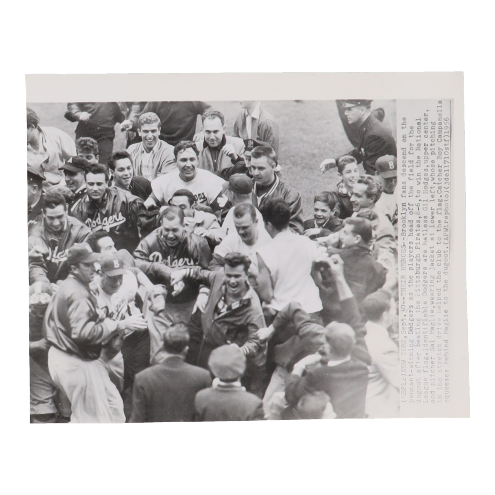 Dodgers 1956 World Series Champions 8x10 Vintage AP Wire Photo ...