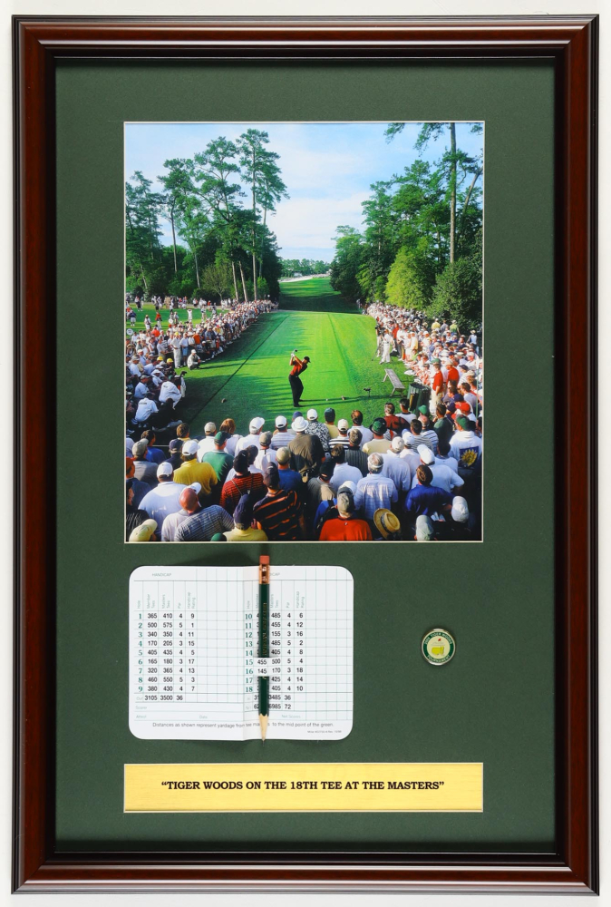 "Tiger Woods On The 18th" Custom Framed Photo Display With 2005 Masters ...