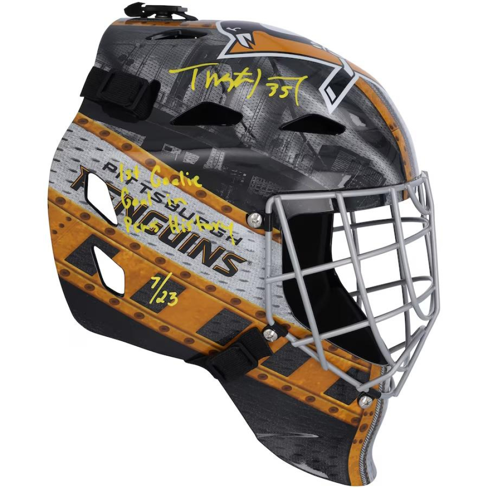 Tristan Jarry Signed Penguins Full-Size Goalie Mask Inscribed "1st ...