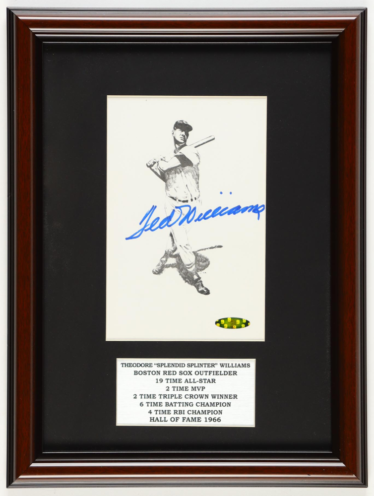 Ted Williams Signed Custom Framed Art Print Display (Williams ...