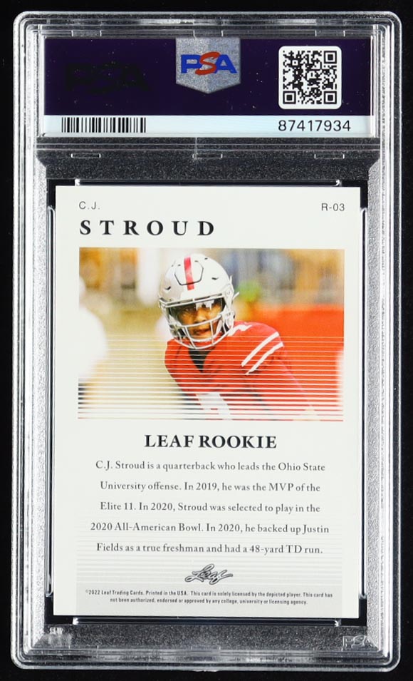 CJ Stroud 2022 Leaf Special Release Rookie #R03 RC (PSA 10) | Pristine ...