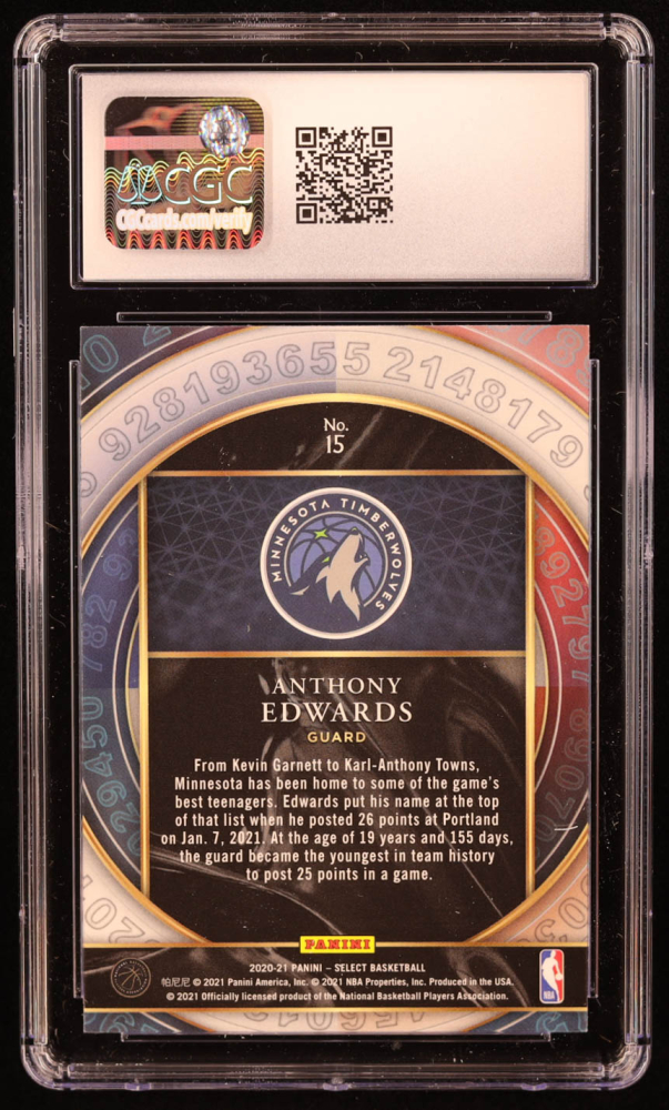Anthony Edwards 2020-21 Select Numbers #15 RC (CGC 10) | Pristine Auction