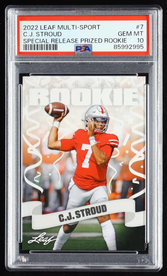 CJ Stroud 2022 Leaf Special Release Prized Rookie #7 RC (PSA 10 ...