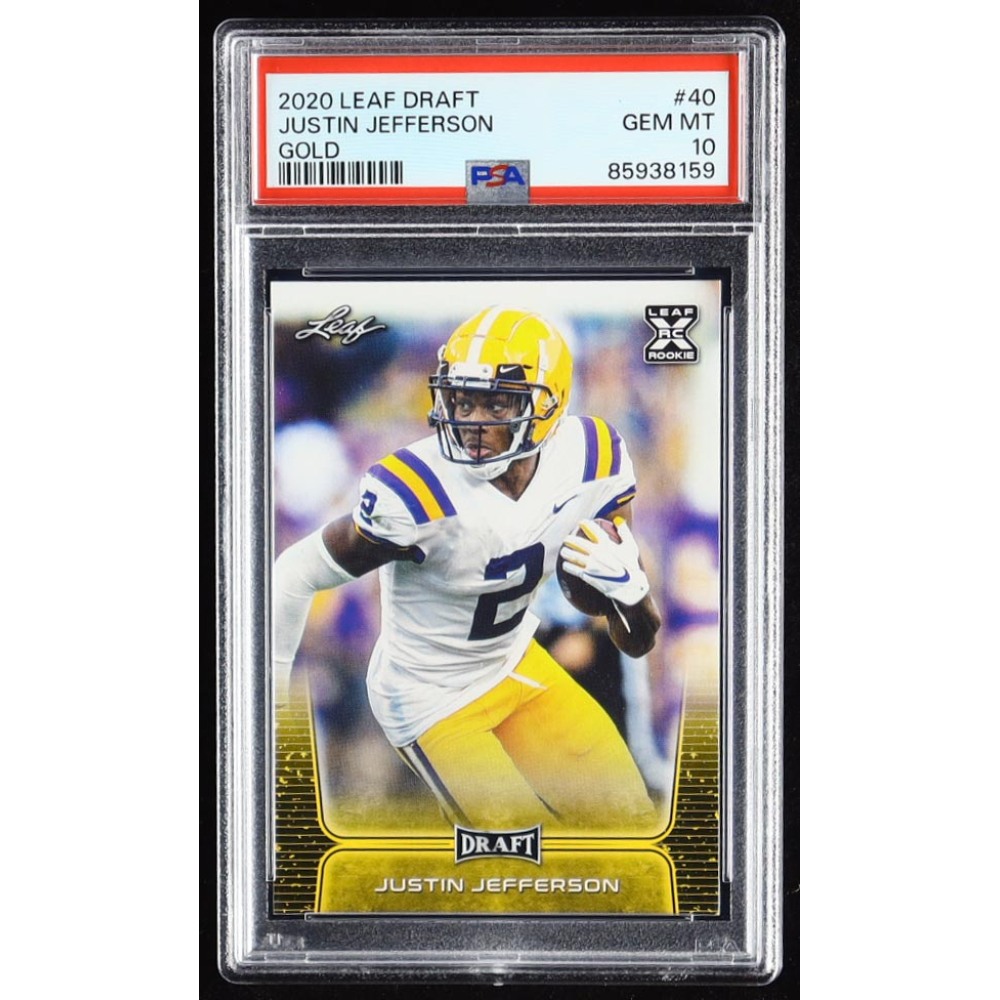 Justin Jefferson 2020 Leaf Draft Gold #40 RC (PSA 10) | Pristine Auction
