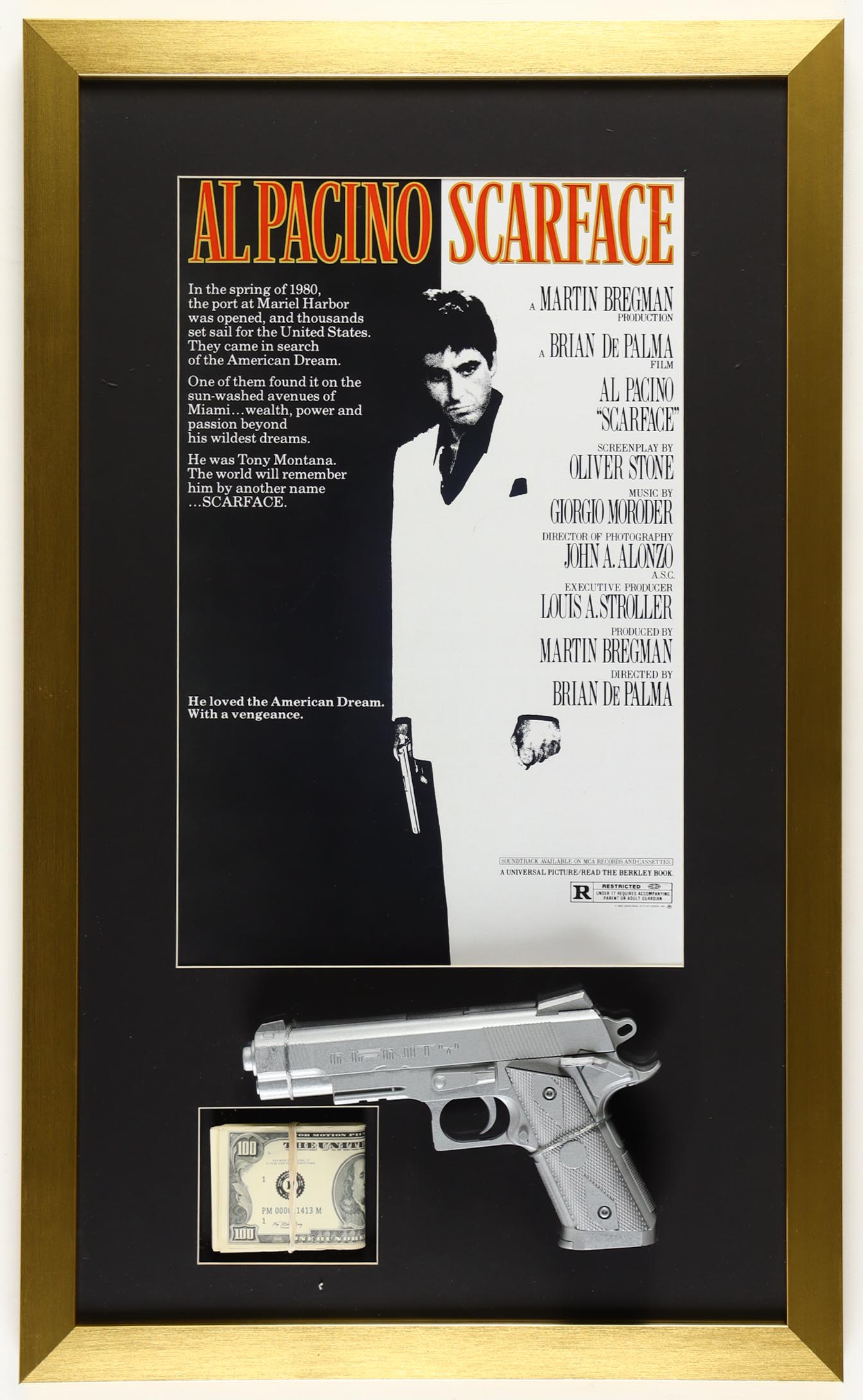 "Scarface" Custom Framed Movie Poster Display with Prop Replica Money ...
