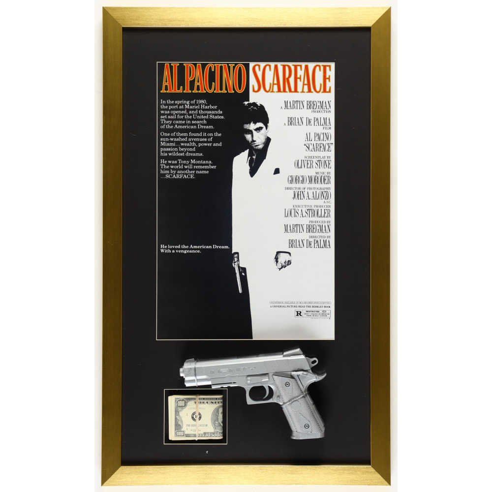 "Scarface" Custom Framed Movie Poster Display with Prop Replica Money ...