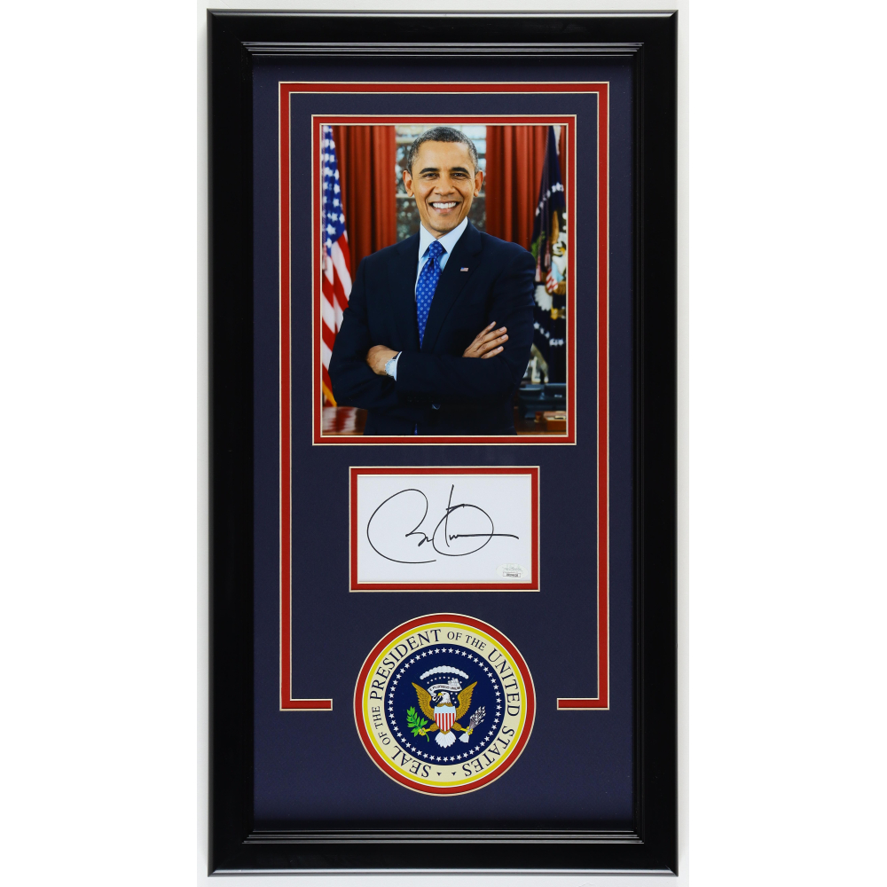 Barack Obama Signed Custom Framed Cut Display (JSA) | Pristine Auction