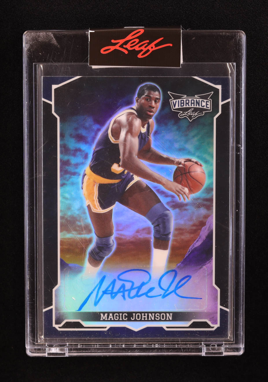 Magic Johnson 2022 Leaf Vibrance Autographs Rainbow Navy Blue #BAMJ1 ...