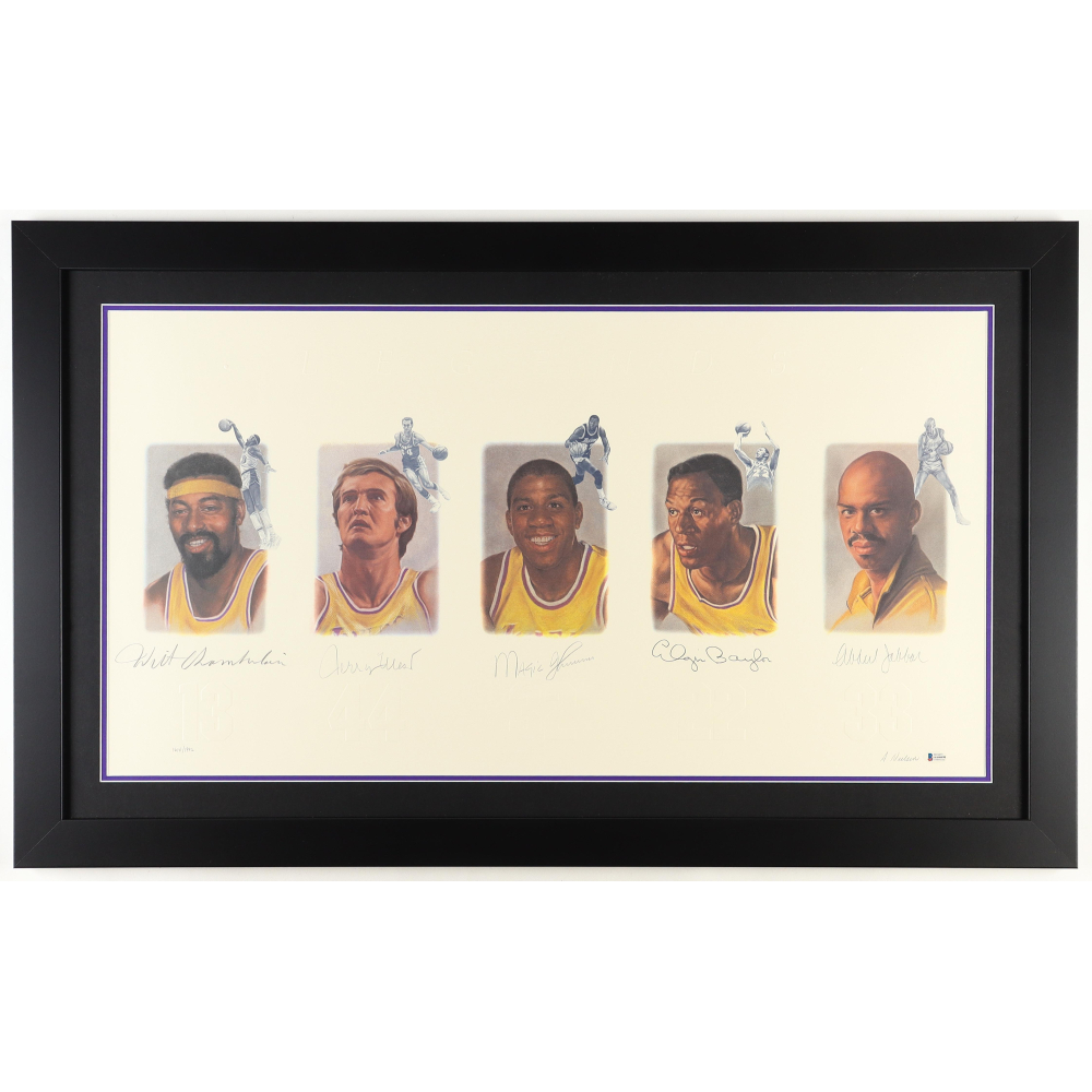 Lakers Legends Custom Framed LE Lithograph Signed by (5) with Wilt ...