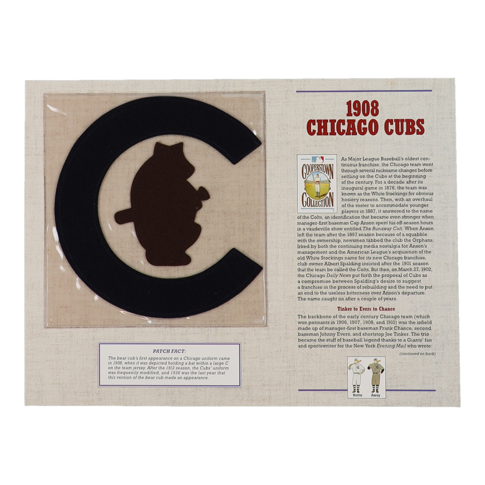 1908 Chicago Cubs Cooperstown Collections Statistics Commemorative 9x12 ...
